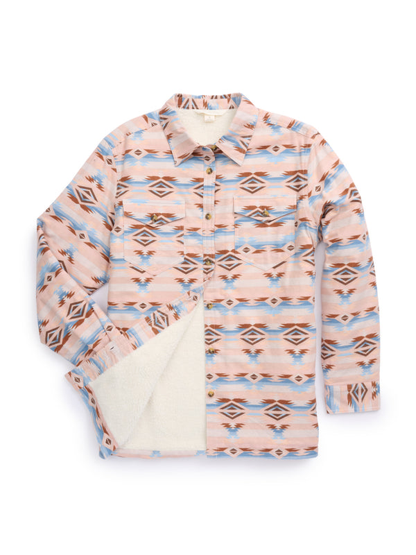 Women's Ely Walker Flannel Aztec Print Shacket with Sherpa Lining | Ely ...