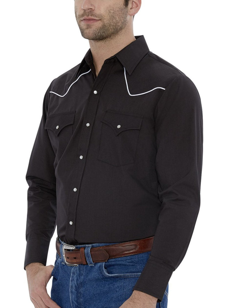 Men's Ely Cattleman Long Sleeve Western Snap Shirt with Rose Embroider